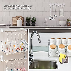 RaiyeisHome Plastic Hanging Shower Caddy Organizer with Soap Holder and Hook Accessories - Convenient Overhead Storage Rack Set for Bathroom, Kitchen, and Toilet