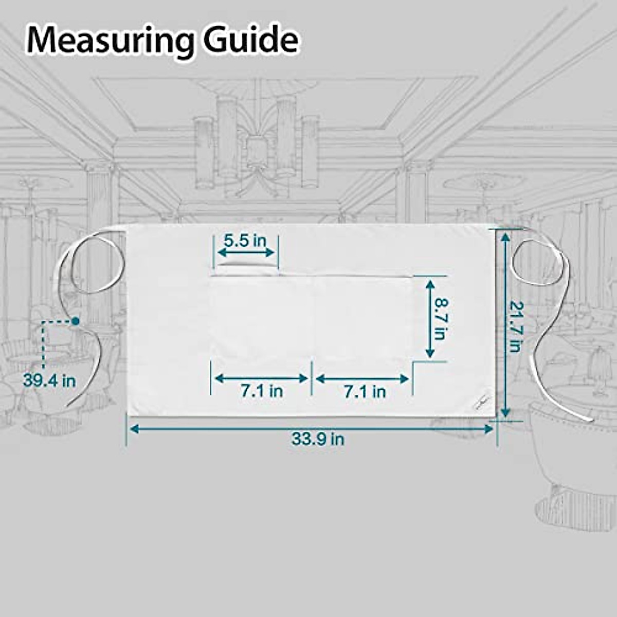 ROTANET Server Aprons Half Bistro Apron with 3 Pockets 22 Inch Waiter Waitress Long waist Apron for Men Women Waterpoof White