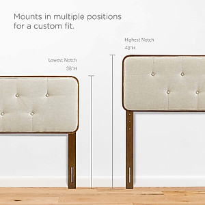 Modway MOD-6234-WAL-BEI Collins Tufted Queen Fabric and Wood Headboard, Walnut Beige