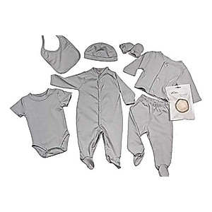 NORibaby Baby Gift Set. 9 Pieces/PIMA Cotton/KONJAC Sponge/Plush/Newborn Baby kit (Grey, 3-6 Months)