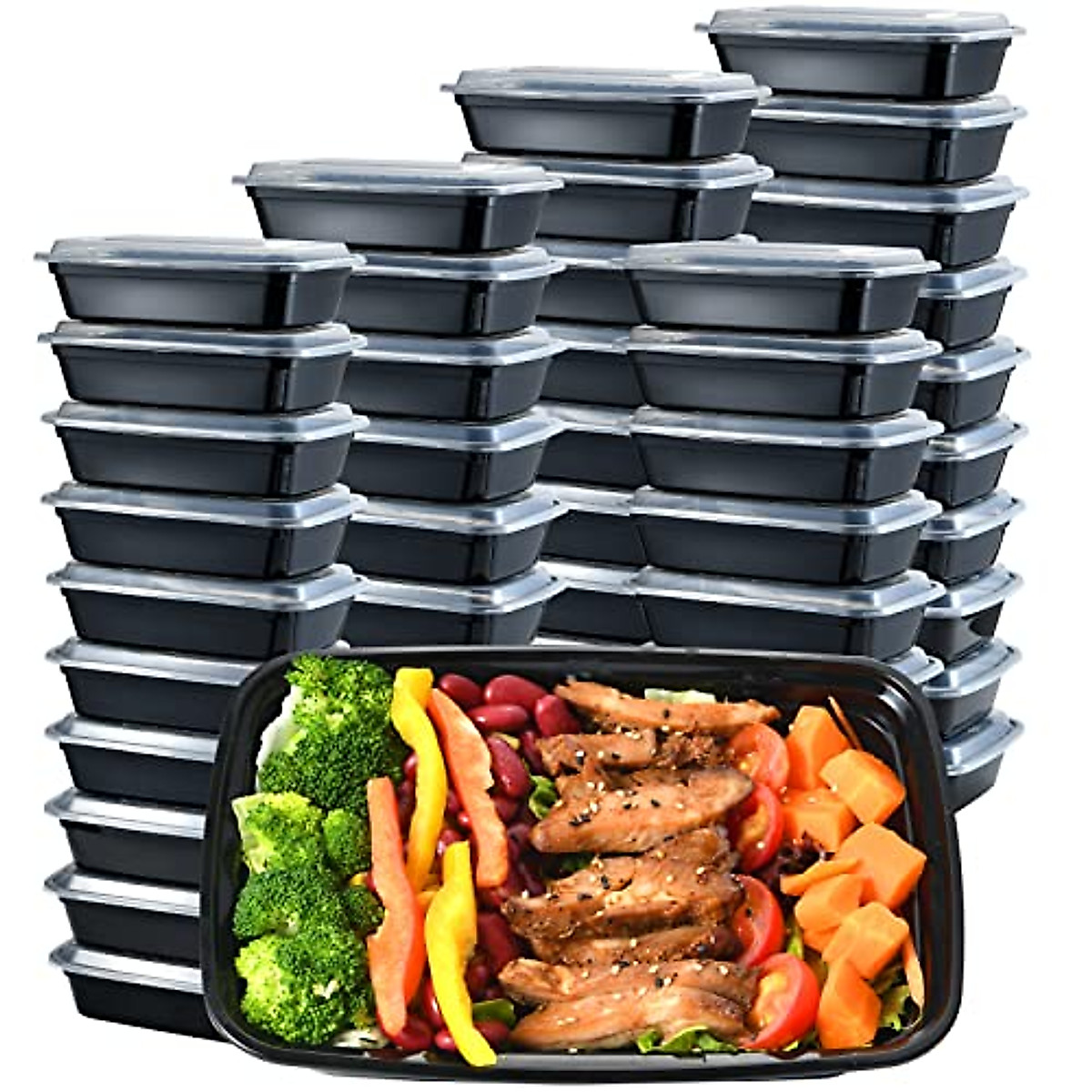Aipact [50 Pack] 32oz Meal Prep Container, Thickened Food Storage Containers, Bento Box Adult Lunch Box, Plastic Containers With Lids for Food Reusable，Microwave Dishwasher Freezer Safe