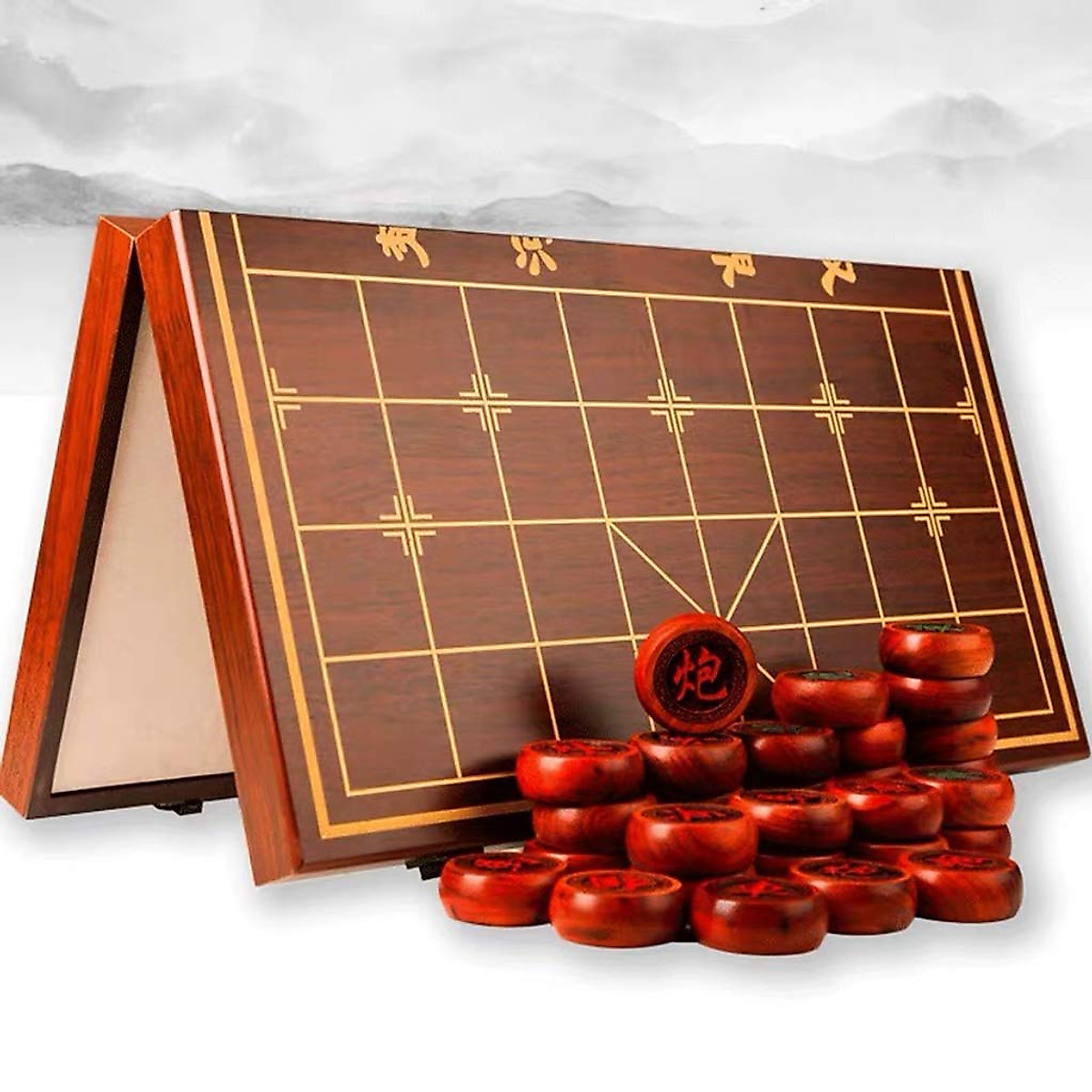 2 Players Strategy Board Games Chinese Xiangqi Chess Set Travel Games with Folding Chess Board Puzzle Games (Color : A, Size : 6cm/2.4")