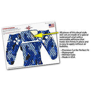 WraptorSkinz Skin Wrap Compatible with Sony PS5 DualSense Controller HEX Mesh Camo 01 Blue Bright (Controller NOT Included)