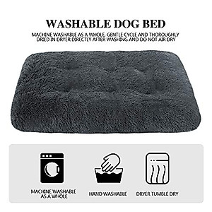 OXS Dog Bed Long Plush Pet Bed, Comfortable Faux Fur Washable Crate Mat for Jumbo Large Medium Dogs with Anti-Slip Backing