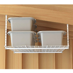 HyLoft 00540 45-Inch by 45-Inch Overhead Storage System, Ceiling Mount Garage Organization Rack, White