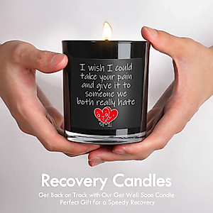 Get Well Candle with Healing Crystals - Get Well Gifts for Women After Surgery, Humor Surgery Recovery Gifts for Women, Get Well Soon Gifts, Lavender Scented Candle, 10 oz, Black