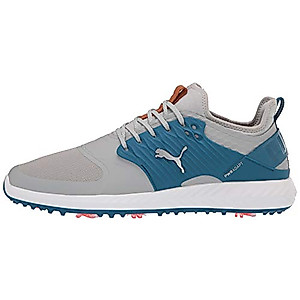 Puma Men's Ignite Pwradapt Caged Golf Shoe, High Rise-Puma Silver-Digi-Blue, 11.5