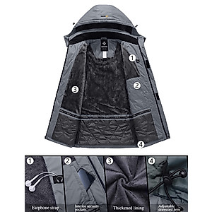 GEMYSE Women's Mountain Waterproof Ski Snow Jacket Warm Winter Windproof Raincoat with Detachable Hood(Mid Grey-6,Medium)