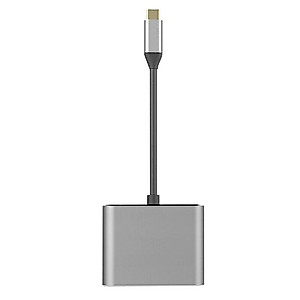 Type C USB 3.1 to USB-C 4K HDMI-Compatible USB 3.0 Adapter 3 in 1 Hub, Gray