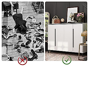 Hitow Shoe Cabinet with Doors, 4-Tiers Freestanding Storage Shoe Rack Cabinet with 4 Doors & Metal Leg, 55.1" W Modern Entryway Shoe Cabinet Storage Organizer for Hallway Living Room, White