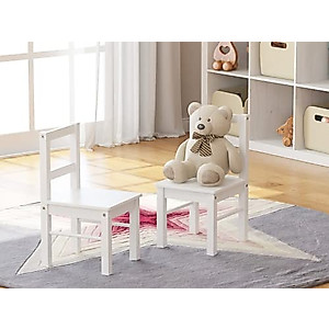 UTEX Child's Wooden Chair Pair for Play or Activity, Set of 2, White …