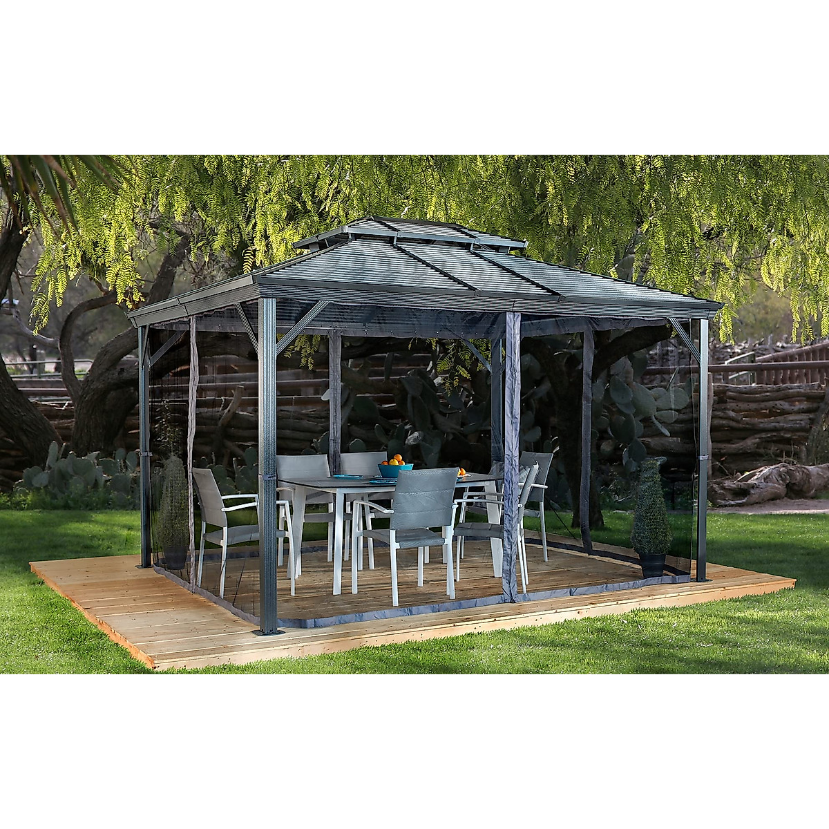 Sojag 10' x 14' Ventura II Hardtop Gazebo Outdoor Weather-Resistant Aluminum Frame Sun Shelter