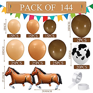 Jexine 146 Pcs Cowboy Birthday Party Decorations Western Party Balloon Garland Arch Kit Horse Balloons Cow Print Brown Blush Nude Balloons for Cowgirl Farm Horse Racing Derby Wild Party Baby Shower