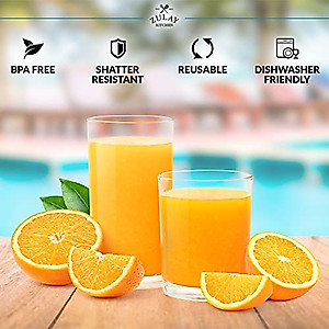 Zulay Plastic Tumblers Drinking Glasses Set of 8 Clear - 4 Each: 12oz and 16oz Acrylic Cups For Kitchen - Unbreakable, Dishwasher Safe Plastic Glasses Set