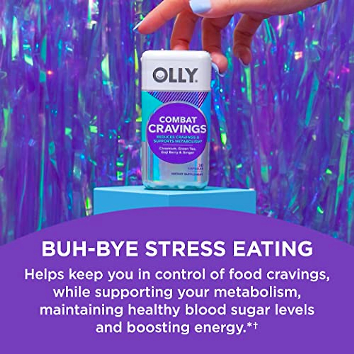 OLLY Combat Cravings, Metabolism & Energy Support Supplement, Chromium, Green Tea, Goji Berry, Ginger - 30 Count