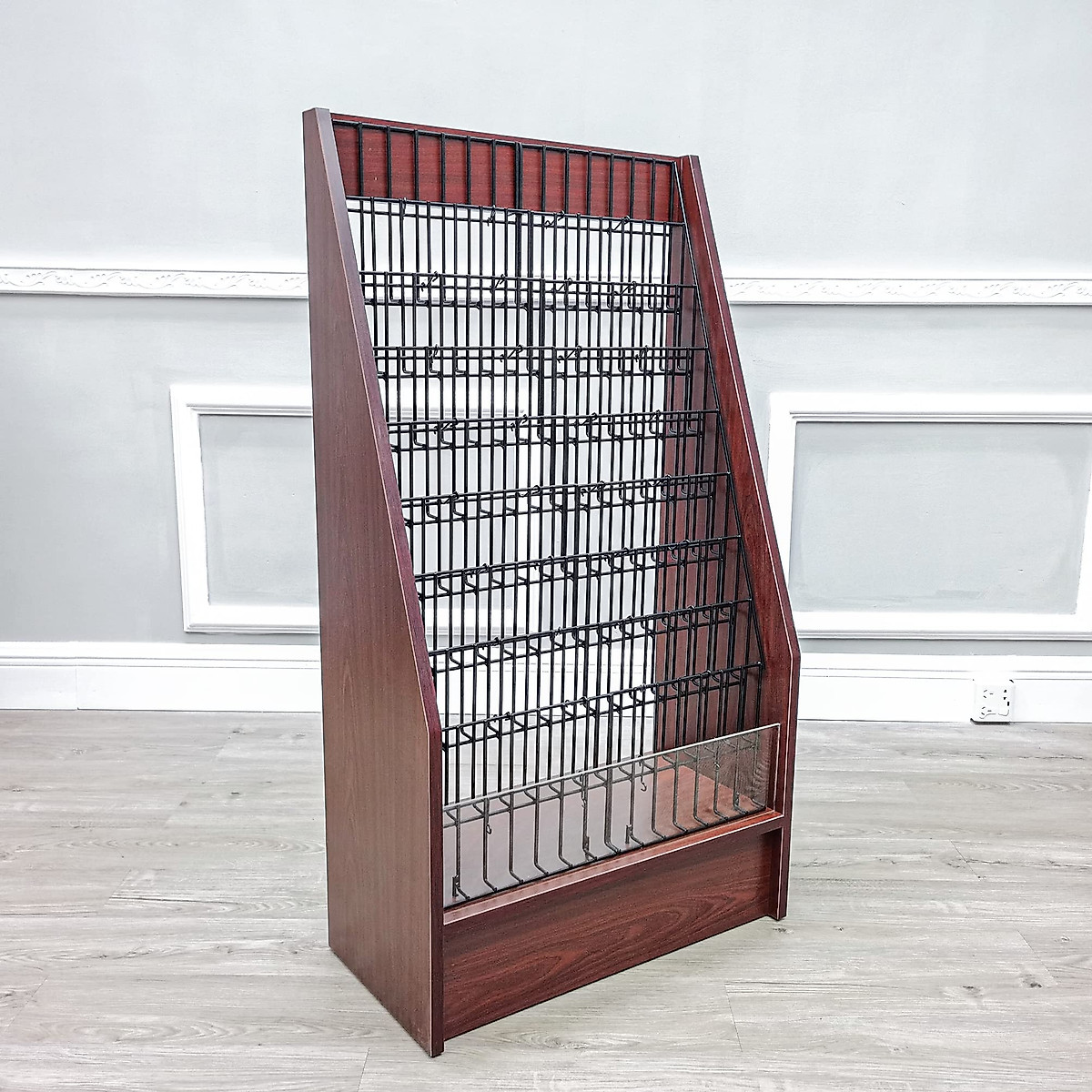 FixtureDisplays® Literature Rack Brochure Holder Leaflet Coupon Stand Greeting Card Rack 9 Tier 45 Facing Travel Information Kiosk 1453 RED