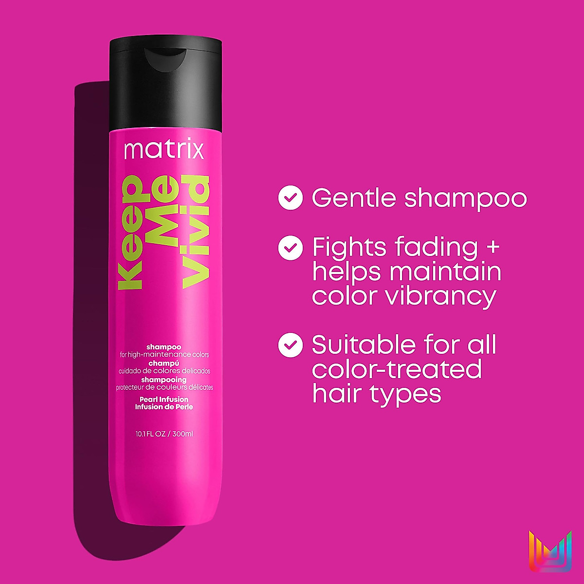 Matrix Keep Me Vivid Shampoo | Prolongs Color Vibrancy, Prevents Fading & Enhances Shine | Sulfate-Free | For Dry, Semi-Permanent and Color Treated Hair | Salon Professional Shampoo