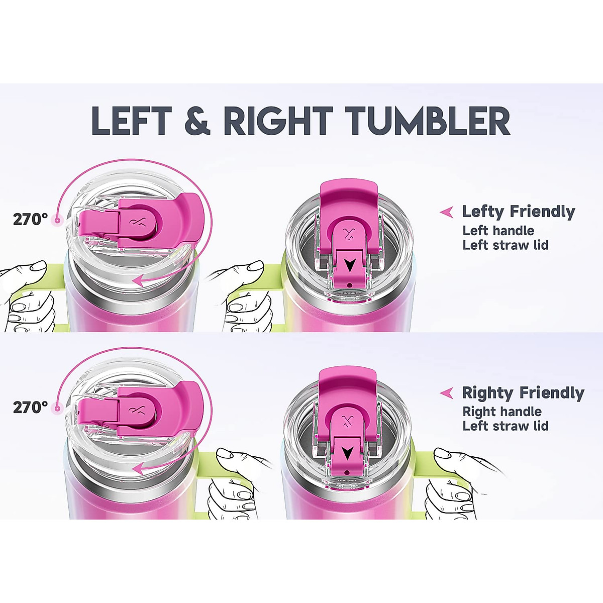 Meoky 40oz Tumbler with Handle, Stainless Steel Travel Mug with 2-in-1 Straw and Sip Lid, Vacuum Insulated Coffee Mug, 100% Leak Proof, Keeps Cold for 34 Hours or Hot for 10 Hours (Carnival)