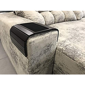 meistar Global Sofa Couch Arm Tray Table with EVA Base. Weighted Sides. Fits Over Square Chair arms. (Dark Brown)