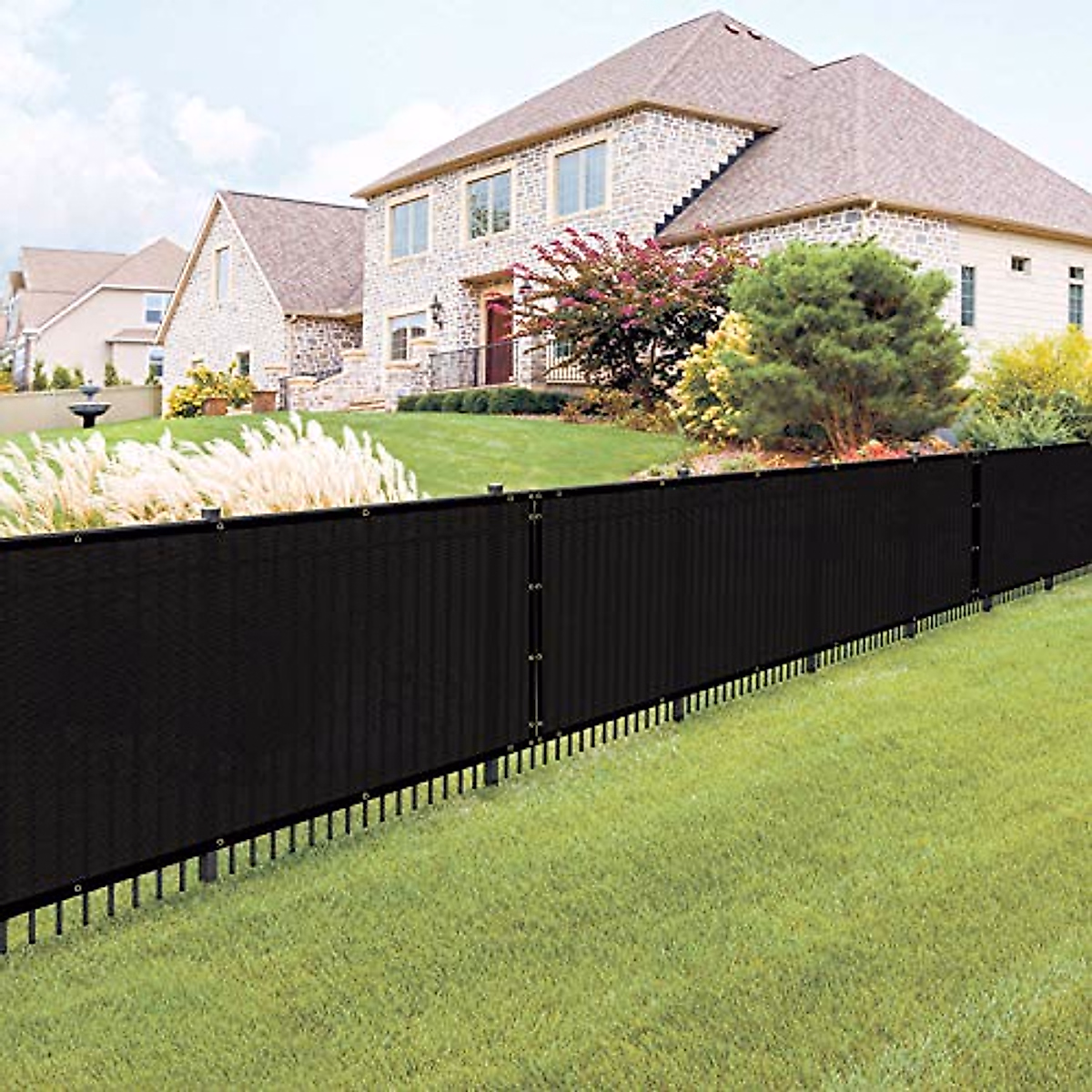 E&K Sunrise 8' x 25' Privacy Fence Screen with Grommets, Outdoor Windscreen Fence Covering Privacy Screen UV Blockage for Backyard Garden Patio, Zip Ties Included (Black)