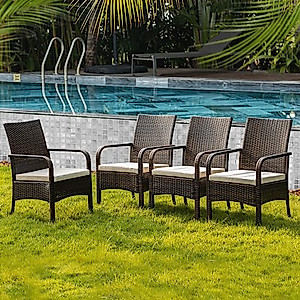 IDZO Lithe Upgraded Wicker Outdoor Dining Chairs Set of 4, 400 lbs Capacity, 2000 Hours UV Protection, Powder-Coated Steel Frame, Removable Seat Cushions, Weather-Resistant Patio Furniture Set