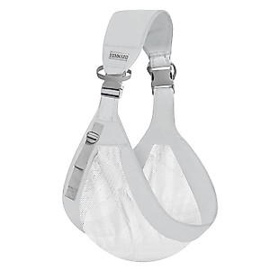 YEMKEZO Baby Sling Carrier, Adjustable One Shoulder Labor-Saving Baby Holder Carrier, Baby Mesh Half Wrapped Sling Hip Carrier for Newborn to Toddler（Grey), Medium