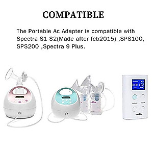 12V AC/DC Adapter Replacement for Spectra S1, S2, SPS100, SPS200, Spectra 9 Plus0, M1 Breast Pump, Baby Breast Pump Double Electric Hospital Grade Breast Pump Power Supply Cord Charger