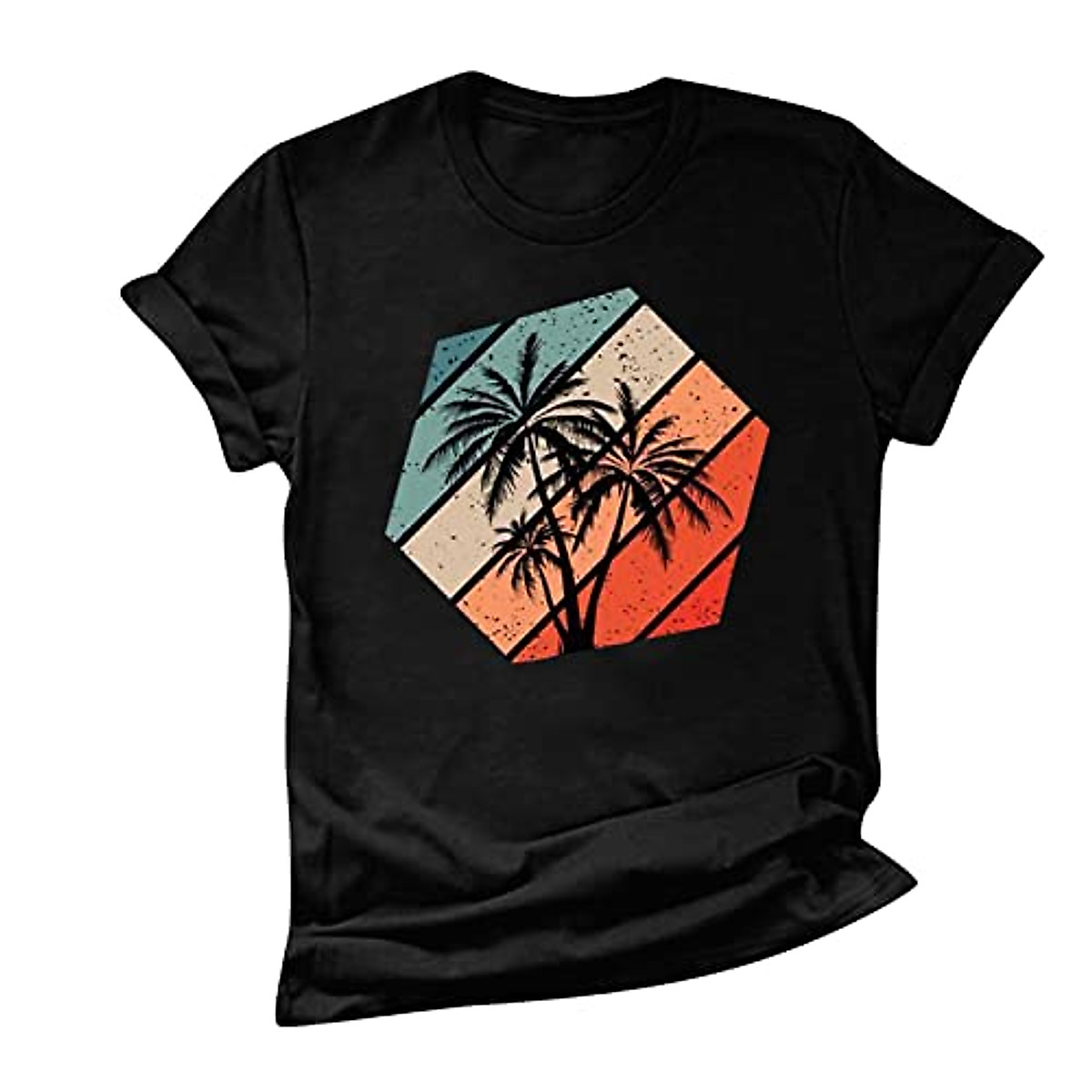 2023 Summer Tops for Women, Women's Vintage Retro Graphic Printed Tops Short Sleeve Blouse Loose Casual Tunics