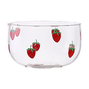 UPKOCH Microwave 3pcs For Pasta Mini Simple Clear Lotus High Plate Dessert Prep Style Stackable Soup Glasss Tray Container with Strawberry Round Serving Salad Dish Fruit Glass Rice Bowls