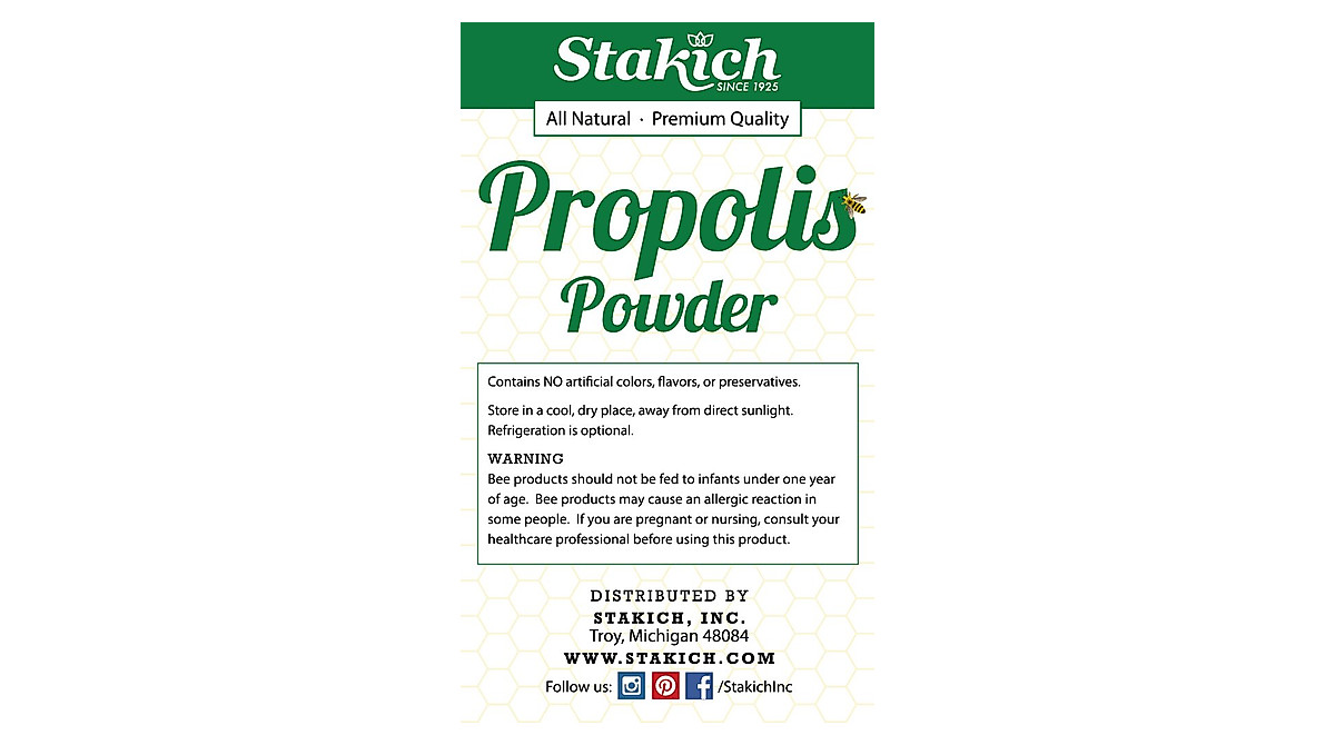 Stakich Bee Propolis Powder - 1 Pound All Natural Bee Supplement