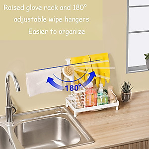 SVUASAN Sink Caddy Sponge Holder, Kitchen Countertop Rust Proof Sink Accessories Organizer with Handle Drip Drainer Pan Dishcloth Rack for Dish Brush, Soap Dispenser, Dishwashing Gloves ( Black )