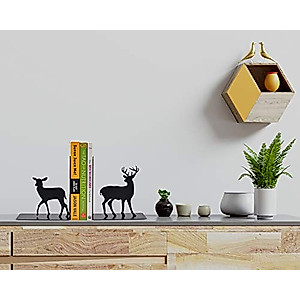 Decorative Metal Deer Bookends, Bookends for Shelves, Book Holders, Book Shelf Organizer, Desk Organizer, Heavy Duty Non-Skid Bookends, Living Room Decor, Home Decor, Creative Gift