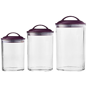 Calypso Basics by Reston Lloyd Acrylic Storage Canisters, Set of 3, Plum