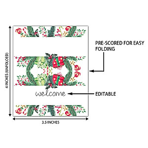 Place Cards for Christmas Party, Editable Name Place Cards, Seating Place Cards for Tables, Tent Style Cards for Wedding, Dinner Party or Any Occasion, Easy Folding, Pack of 25 Escort Cards(A02)