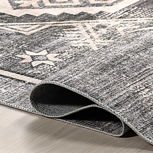 Rugs USA x Lauren Liess Sagebrush Geometric Machine Washable Area Rug, 9x12, Grey