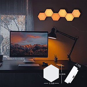 Hexagon Lights, RGB Hexagon Wall Lights with Remote, Smart Hexagonal Wall Panels, Touching LED Wall Lights with USB-Power, Splicing DIY Color-Changing Gaming Lights Used in Gift, Bedroom Decor-6 Packs