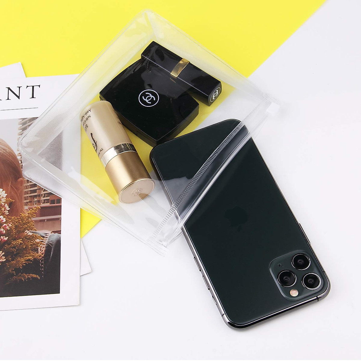 Arroyner 20 PCS Mini Clear Makeup Bag Small Clear Plastic Cosmetic Bags with Zipper Travel Toiletry Makeup Bag