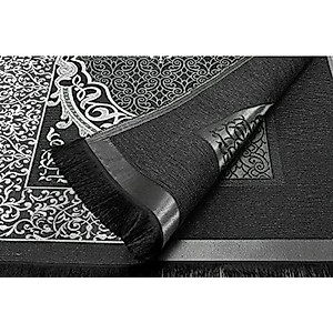 BAYKUL Muslim Prayer Rug - Islamic Turkish Prayer Rugs - Great Ramadan Gifts - Prayer Mat for Women and Men-Islam Carpet-Portable Muslims Mats-Praying Rugs Islam with Beads-Gift Prayer Beads 99 (Grey)