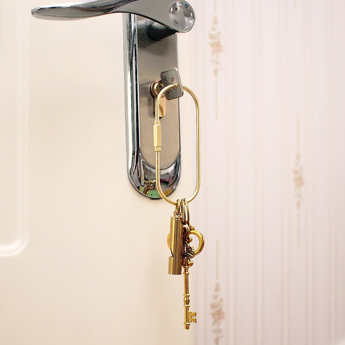 CMVFYL 3PCS Brass Screw Lock Keychain-Simple Style Heavy Duty Car Key Organizer, Universal Key Fob Holder for Men Women, Gold