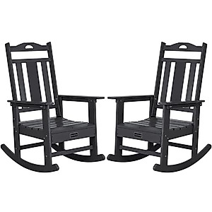 nalone Outdoor Rocking Chairs Set of 2, HDPE All Weather Resistant Rocking Chair for Porch, Oversized Patio Rocker Chair for Adult, Outdoor Rockers for Garden Lawn