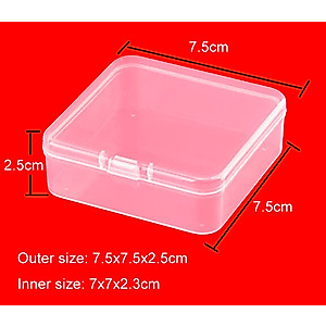 6 Pieces Small Plastic Box with Lids Square Plastic Containers Clear Plastic Boxes Craft Containers Plastic Beads Storage Containers Box for Beads Jewelry Small Items, 2.95x2.95x0.98 Inches