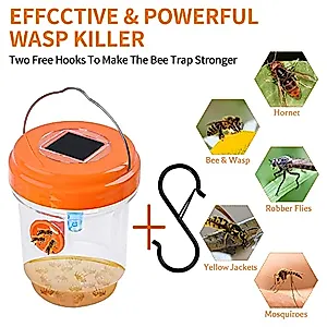 Wasp Trap, ASpace 2 Pack Wasp Traps Outdoor Hanging, Solar Reusable Yellow Jacket Trap, Easy and Efficient Capture of Yellow Jackets, bee, Fly, Fruit Flies and Other(2Pcs Orange), (ASpace-0)