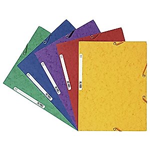Exacompta - Ref 55515E - Europa Collection - Elasticated 3-Flap Folders - Suitable for A4 Documents, 400gsm Glossy Card - Assorted Colours (Pack of 10)