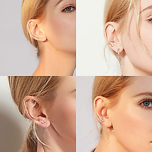 Drperfect Cartilage Earrings for Women 16G 316L Stainless Steel CZ Dangle Helix Tragus Cartilage Stud Ear Piercing Jewelry