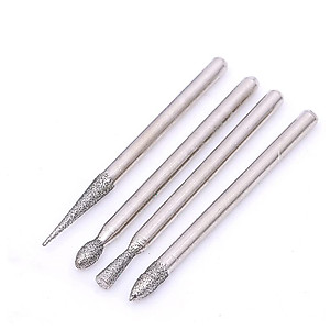 Ryoma Diamond Burr Bits, Carving Burr Bits Drill Kit for Rotary Tool Metal Woodworking Router Grinding Engraving Carving- 1/8"(3mm) Shank Pack of 90Pcs/ 3 Sets