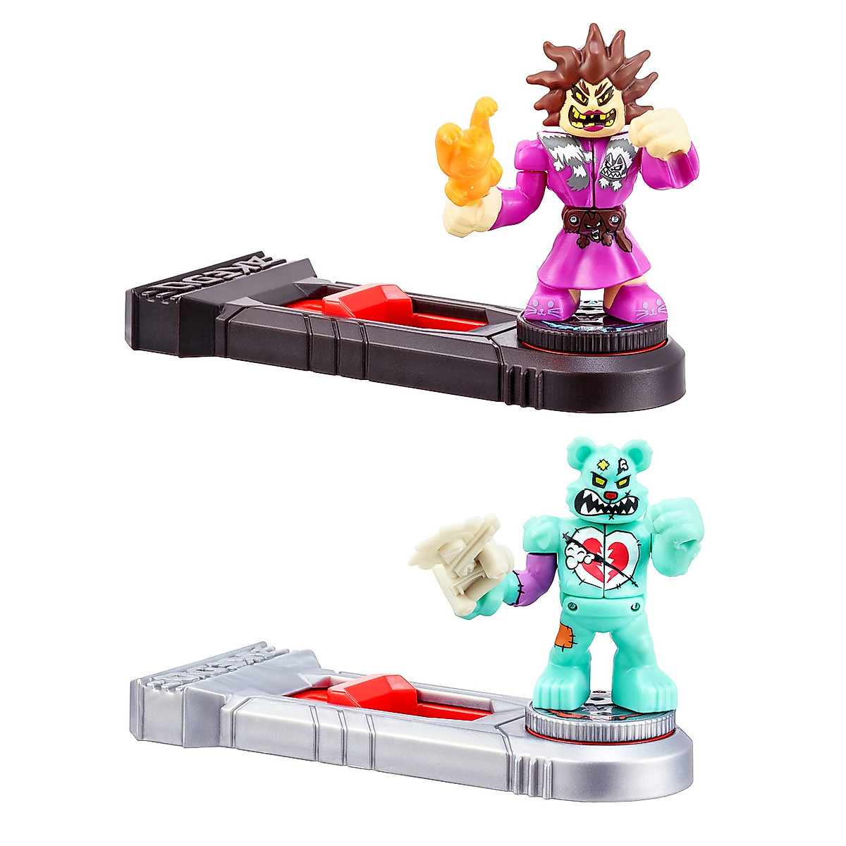 Akedo - Ultimate Arcade Warriors Versus Pack Mini Battling Action Figures - Ready, Fight, Split Strike - Epic SHREDDY VS Madame FURBALL Multicolor 14267