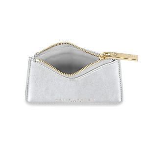KATIE LOXTON Alexa Shimmer on Metallic Silver Womens Small Vegan Leather Zippered Card Holder Wallet