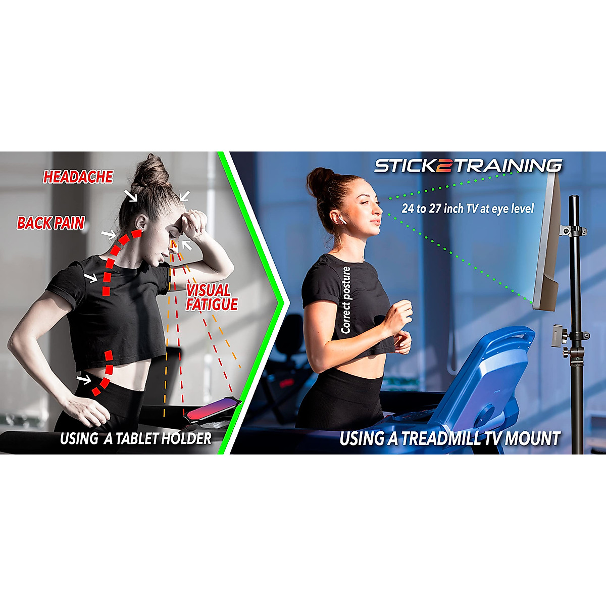 Stick2Training's Extra-Tall TV, VESA Stand Mount for Treadmill, Walking Pad, Under Desk Treadmill, Stand Up Desk - Keep You Productive or Entertained While You Work Out!