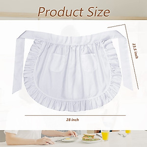 Geyoga Women's Waist Apron Cooking Apron Kitchen Waitress Apron Maid Apron Costume Apron (White,Waist Style)
