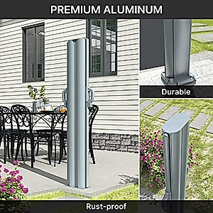 PATISOL 236"x71" Retractable Side Awning Full Aluminum Patio Outdoor Privacy Divider, Water & UV Resistant, Folding Sun Shade Privacy Wind Screen for Garden, Pools, Backyard, Balcony (Dark Grey)